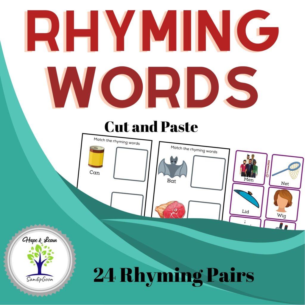 Rhyming Words Cut and Paste - Resource For Teacher