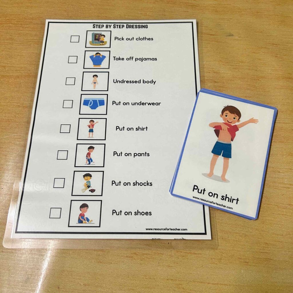 Steps of Dressing - Boy - Resource For Teacher