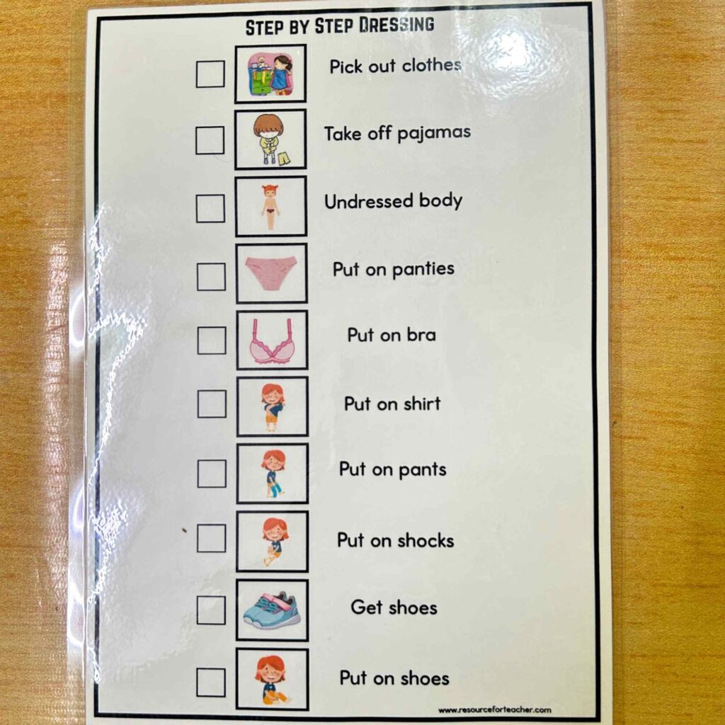 Steps Of Dressing - Girl - Resource For Teacher