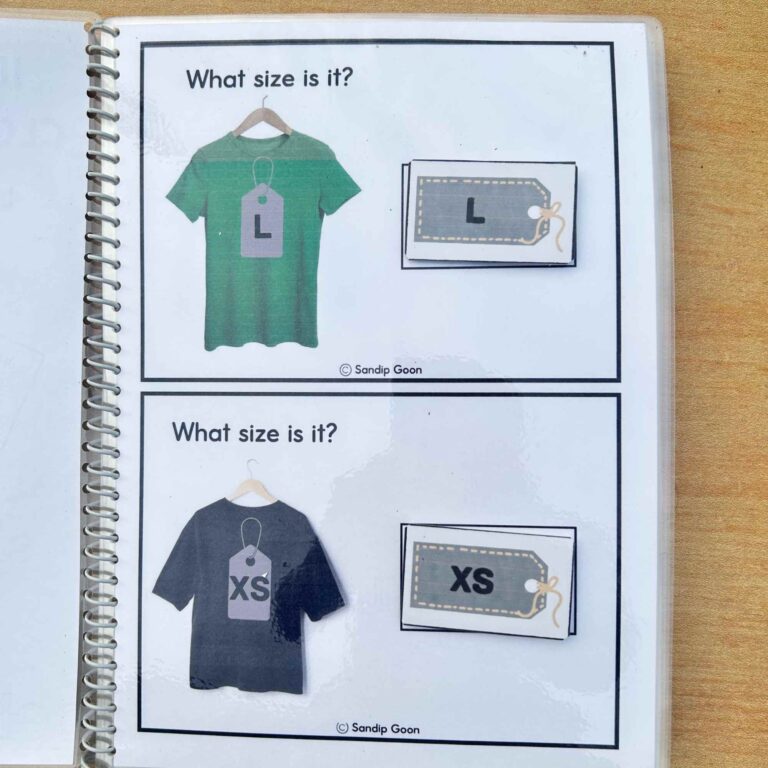Identify Clothes Size - Life Skills Adapted Book - Resource For Teacher