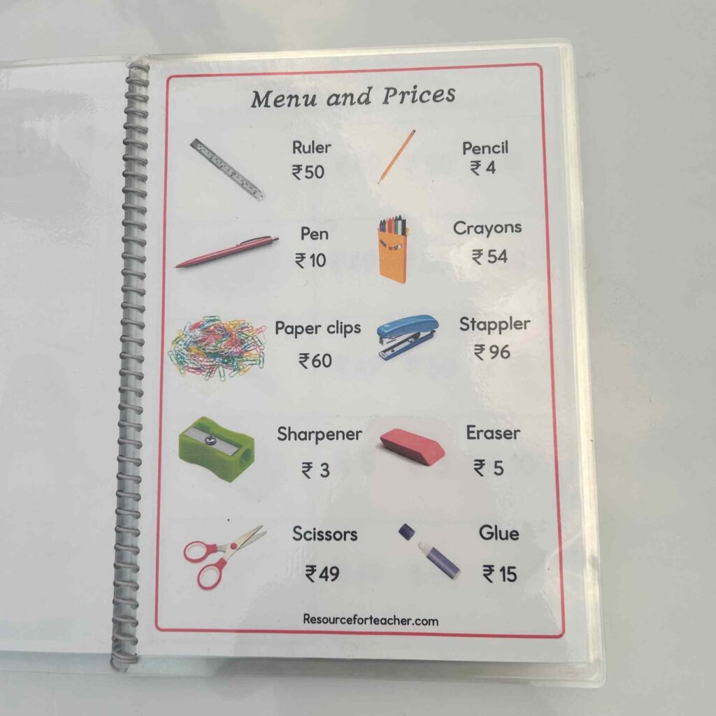 Menu Math Worksheet - Resource For Teacher