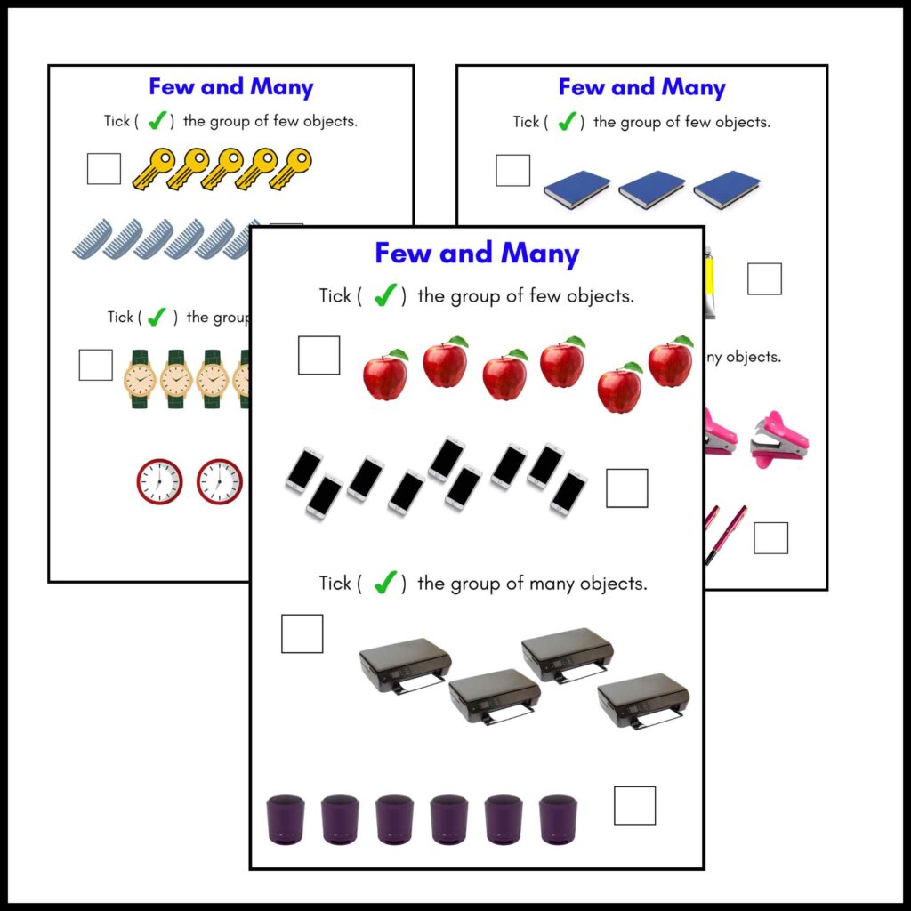 Few and Many Concept Worksheets - Resource For Teacher